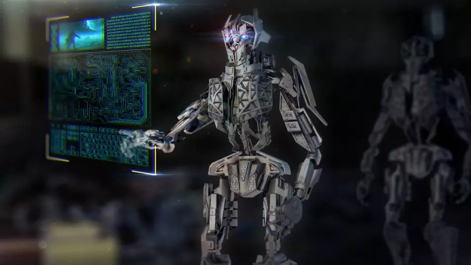 Robot in front of the screen